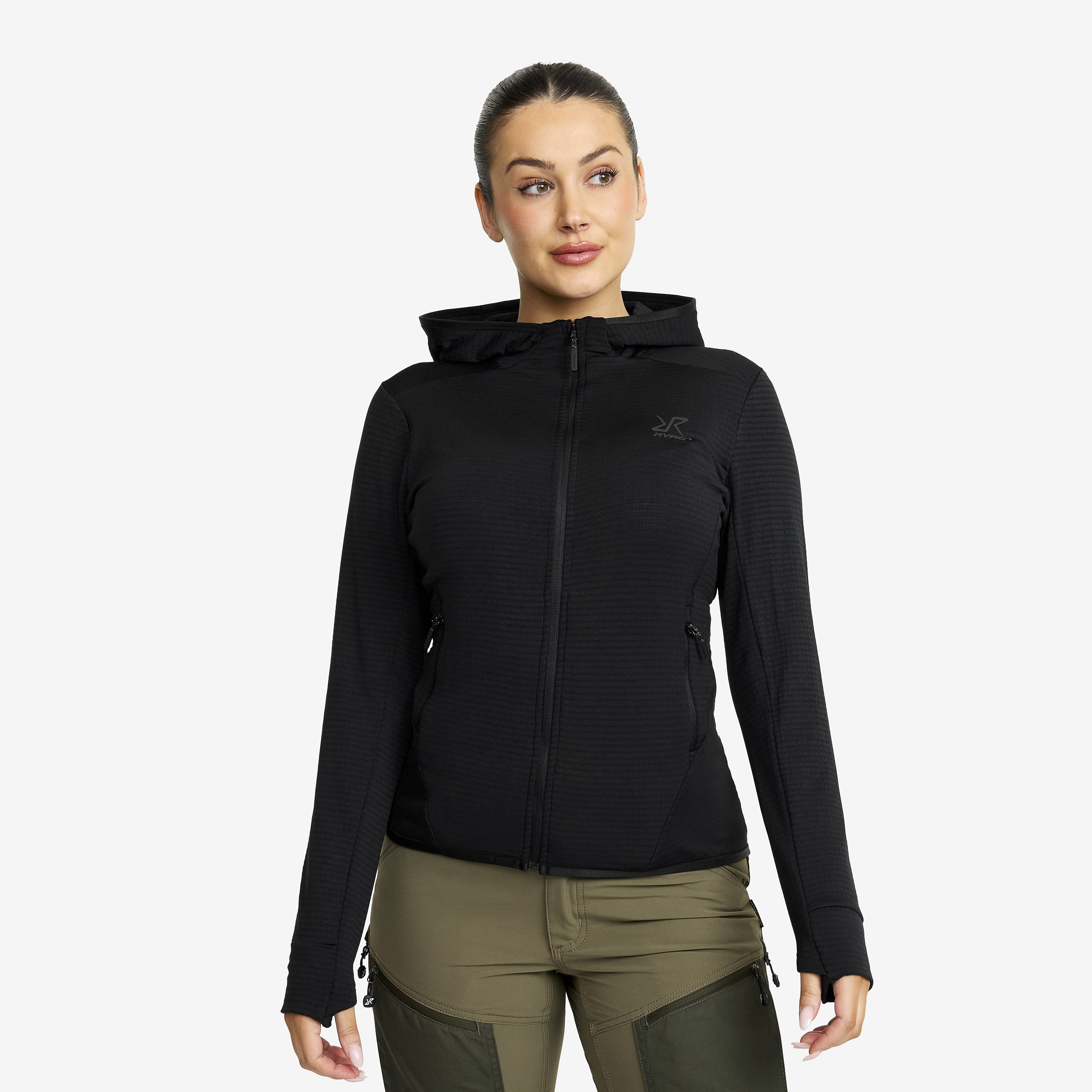 Waffle Hoodie Women Black | RevolutionRace