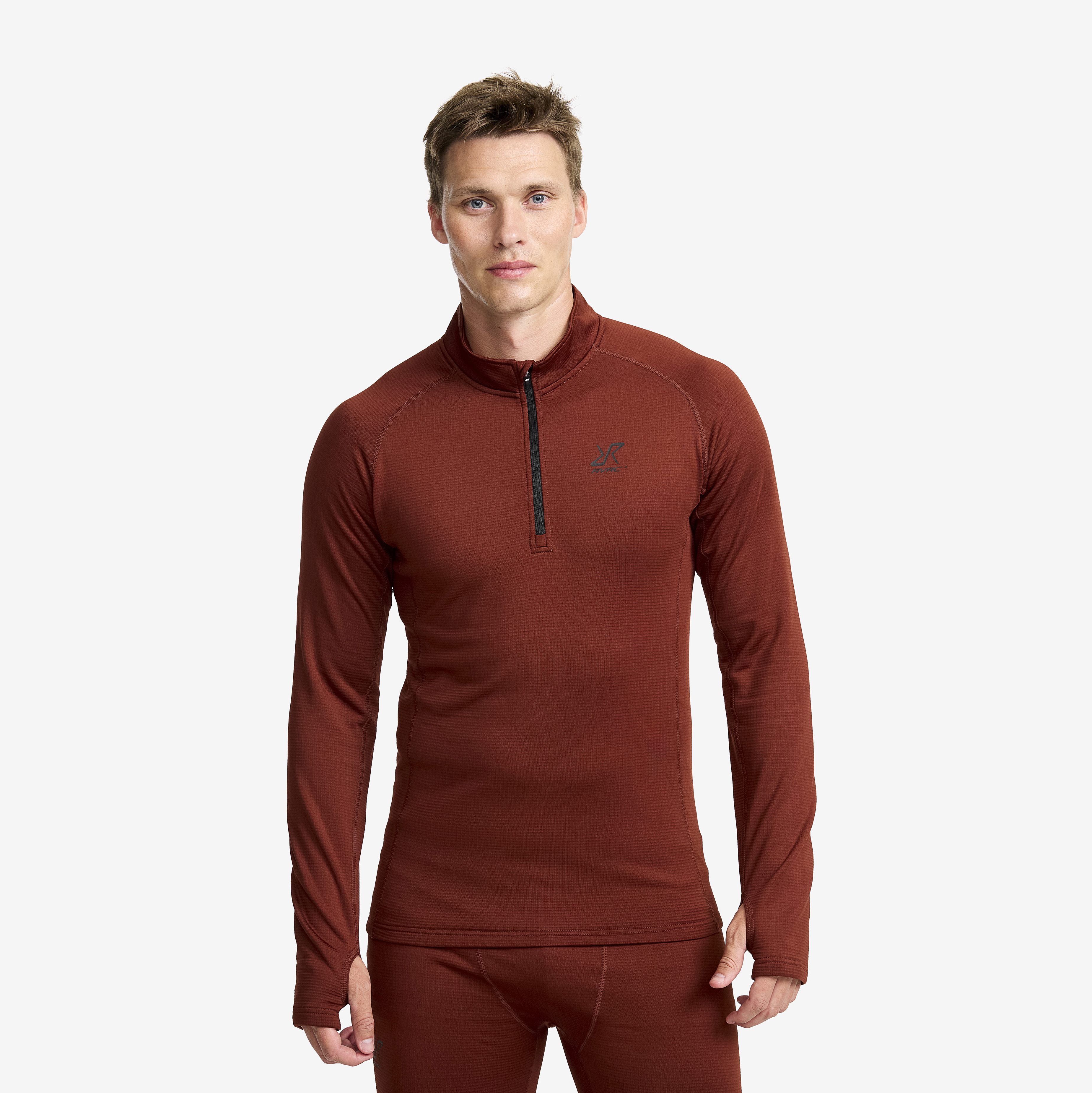 Waffle Half-zip Baselayer Top Men Fired Brick | RevolutionRace