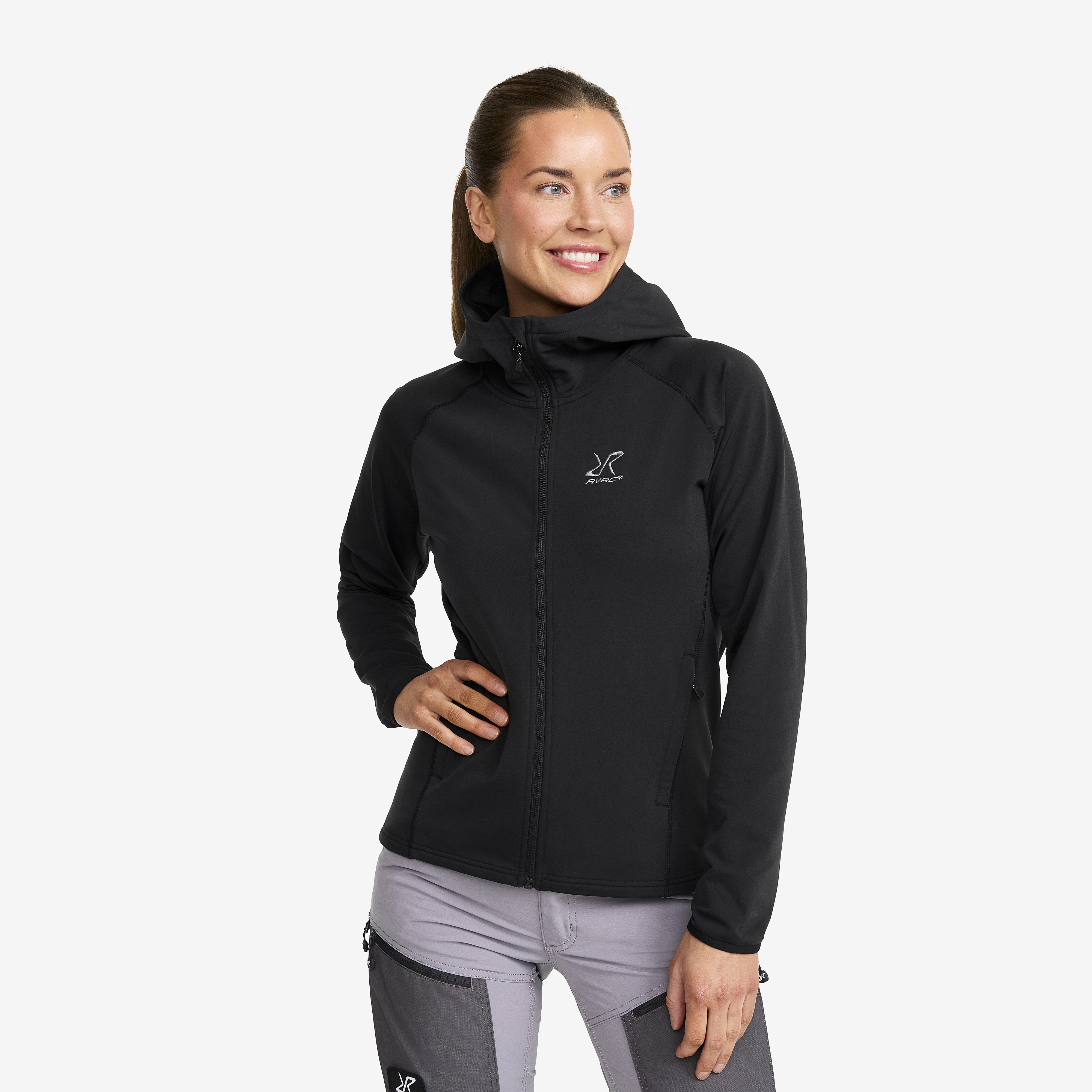 Evolution Light Stretch Fleece Hoodie Women Black | RevolutionRace