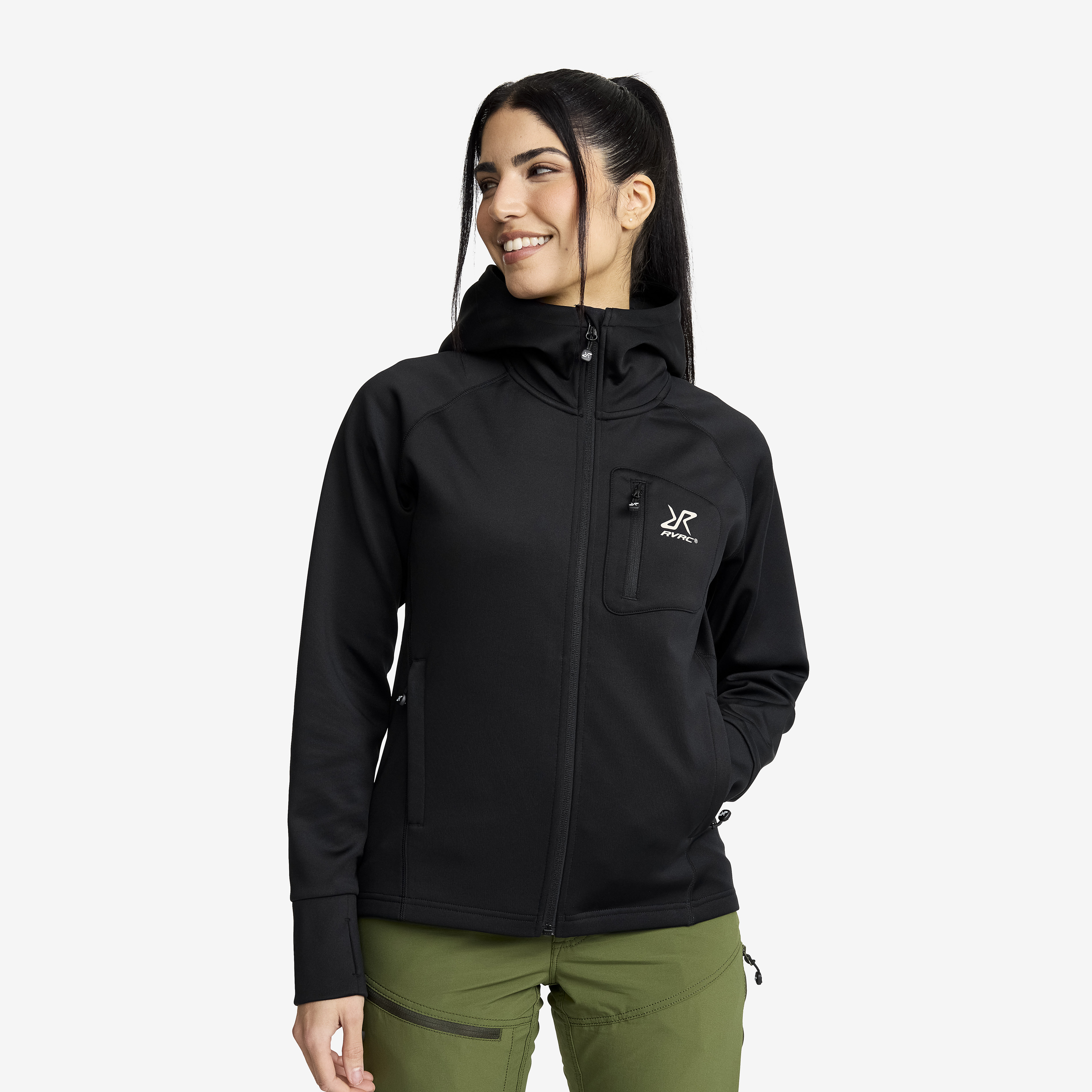 Evolution Stretch Fleece Hoodie Women Black | RevolutionRace