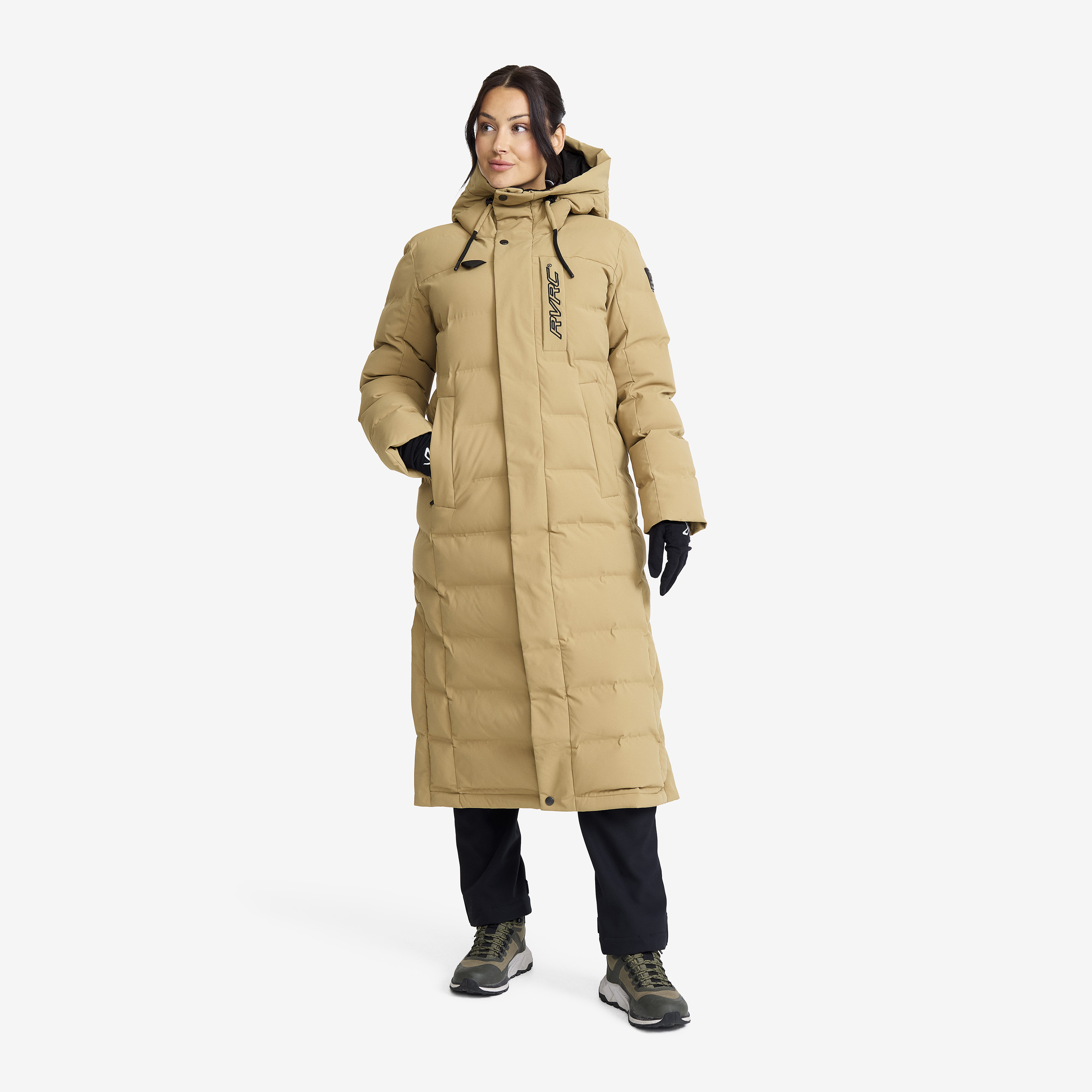 Scenic Insulated Long Parka Women Kelp Beige | RevolutionRace